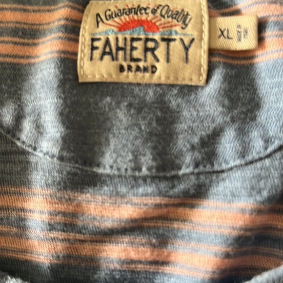 Faherty | Shirts | Faherty Blue Xl Striped 0 Cotton Pocket Tee | Poshmark